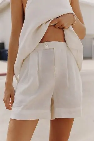 L*Space Billie Pleated Linen Blend Shorts