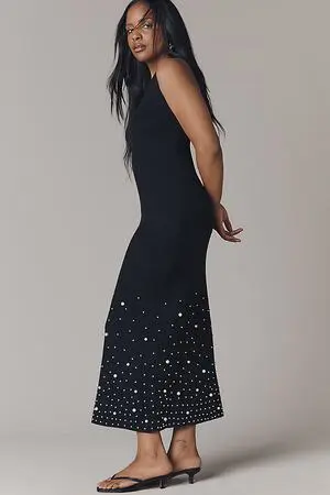 Endless Rose Pearl Knit Midi Dress - Black