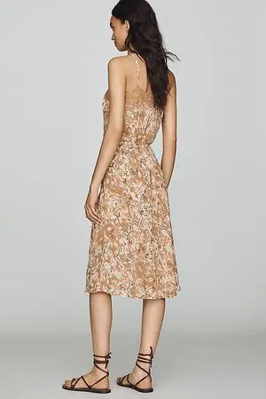 AFRM Tabitha Lace-trim Floral Print Midi Dress