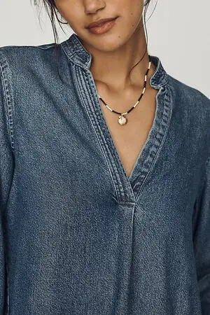 CLOTH & STONE Denim Henley Shirt Top
