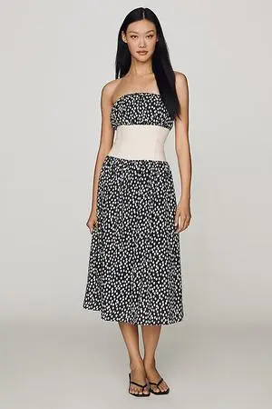 MAUDE CLUB Strapless Cotton Midi Dress