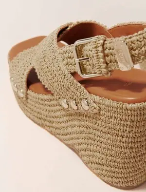 Maje Wedge Sandals With Raffia Effect