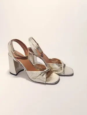 Maje Metallic Leather Sandals With Heels