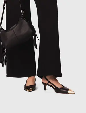 Maje Smooth Leather Slingback Pumps