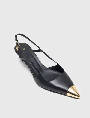 Maje Smooth Leather Slingback Pumps