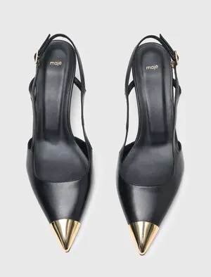 Maje Smooth Leather Slingback Pumps