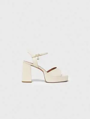 Maje Leather Platform Sandals - Ecru