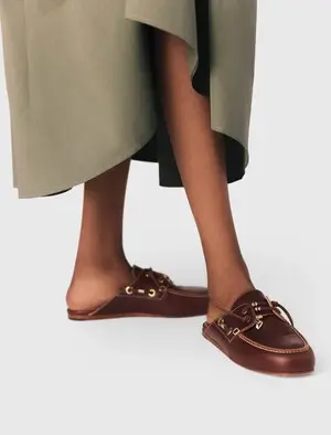 Maje Leather Boat Mules