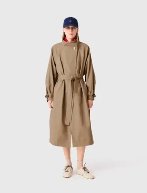 Maje Long Belted Trench With Gold Buttons