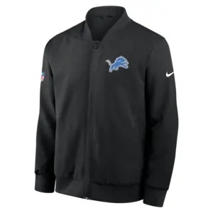 Nike Detroit Lions Sideline Nfl Full-zip Bomber Jacket - Black
