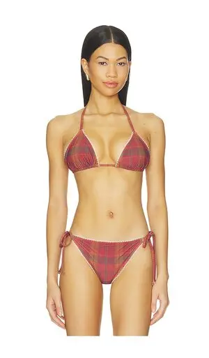 ODDLI Bikini Top In Red - Red Plaid