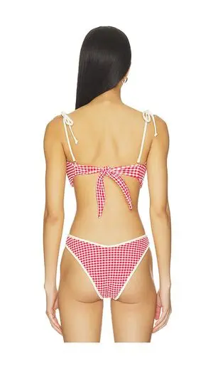 MONTCE Binded Tori Ties Bandeau Bikini Top In Red