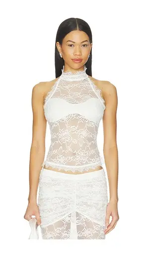 OW Selah Lace Halter Top - White