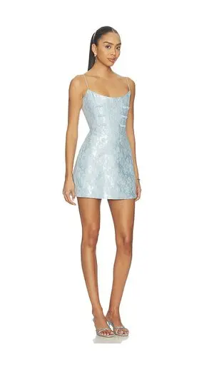 SAU LEE Andi Jacquard Dress In Blue