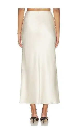SAU LEE Elva Satin Maxi Skirt With Lace Detail