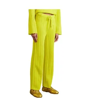 THE ELDER STATESMAN Ribbed Cashmere And Cotton-blend Wide-leg Pants