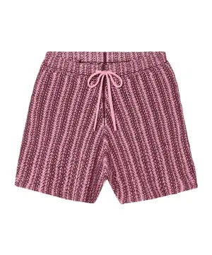 THE ELDER STATESMAN Striped Crocheted Cotton Shorts - Pink