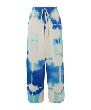 THE ELDER STATESMAN Tie-dye Cashmere Straight-leg Pants - Blue