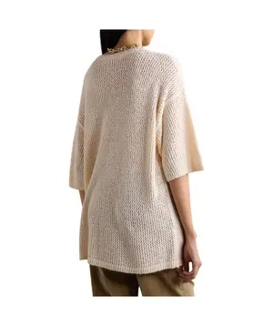 THE ELDER STATESMAN Oversized Cutout Knit T-shirt