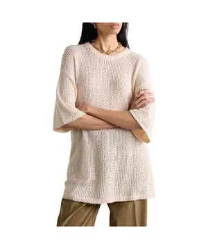 THE ELDER STATESMAN Oversized Cutout Knit T-shirt