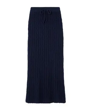 THE ELDER STATESMAN Hollow Knit Maxi Skirt - Blue