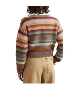 THE ELDER STATESMAN Striped Cropped Cardigan