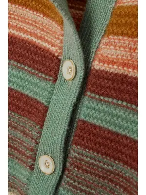 THE ELDER STATESMAN Striped Cashmere Cropped Cardigan