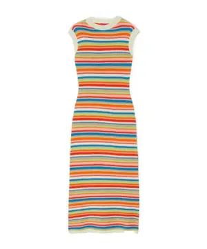 THE ELDER STATESMAN Striped Maxi Dress - Orange