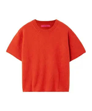 THE ELDER STATESMAN Solid-color Short-sleeved Top - Red