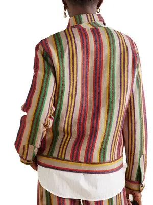 THE ELDER STATESMAN Striped Linen Jacquard Jacket