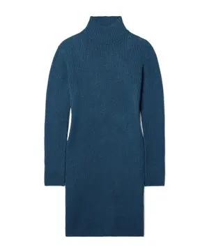 THE ELDER STATESMAN Ribbed Cashmere Midi Dress - Blue