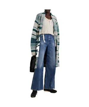 THE ELDER STATESMAN Striped Cashmere Cardigan With Belt