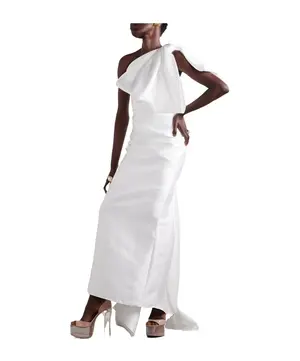 Solace Priya One-shoulder Gathered Satin-twill Gown