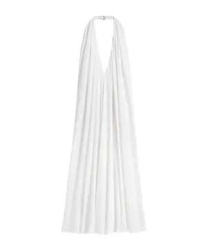 Jacquemus Halterneck Flared Midi Dress - White