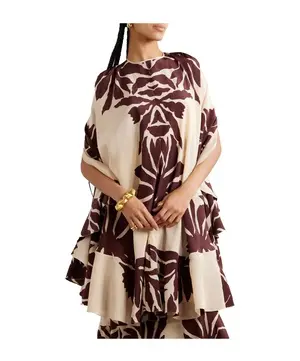 Johanna Ortiz Printed Silk Crepe De Chine Cape - No