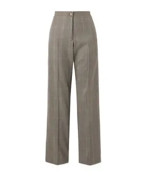 Giuliva Heritage Plaid High-waisted Straight-leg Trousers - Gray