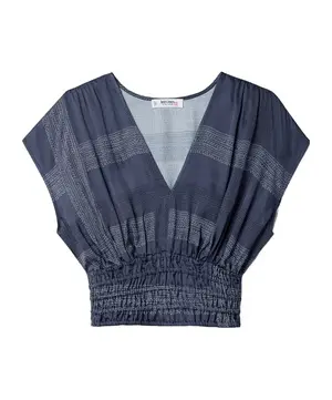LEMLEM Smocked Printed Cropped Top - Blue