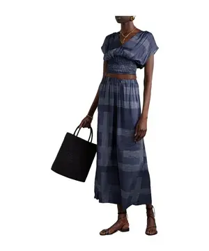 LEMLEM Smocked Printed Cropped Top