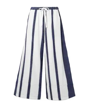 LEMLEM Striped Pure Cotton Trousers - White