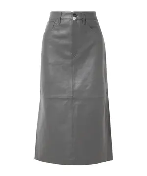 GOLDSIGN Leather Midi Skirt - No