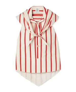 Rosie Assoulin Sleeveless Striped Shirt With Scarf Collar