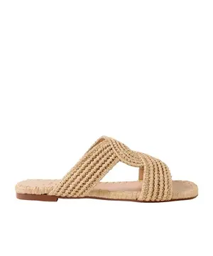 CastaÑer Handwoven Raffia Slide Sandals - Nude
