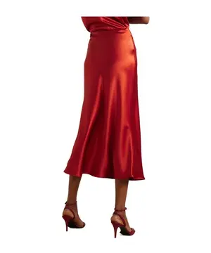 Galvan Valletta Draped Satin Midi Skirt