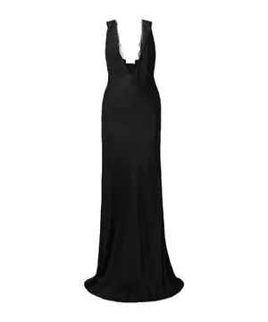 Brandon Maxwell Nude Rhinestone Strap Long Dress - Black