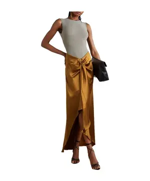 Galvan Asymmetric Satin Maxi Skirt