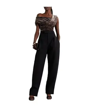 GOLDSIGN The Tilson One-shoulder Gathered Stretch-velvet Bodysuit