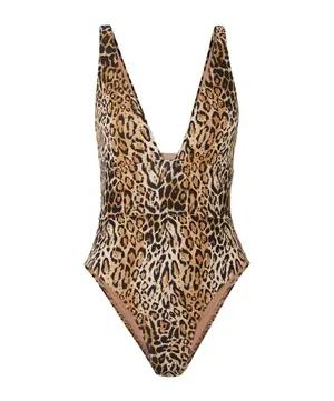 Melissa Odabash Melissa Odabash Leopard Print Deep V One-Piece Swimsuit No