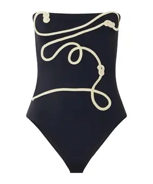Johanna Ortiz String-appliqué Swimsuit - Black
