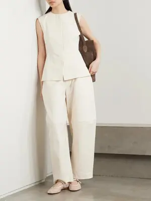 LAUREN MANOOGIAN High-waisted Wide-leg Cotton Trousers