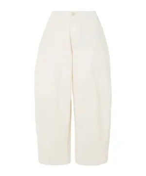 LAUREN MANOOGIAN High-waisted Wide-leg Cotton Trousers - White